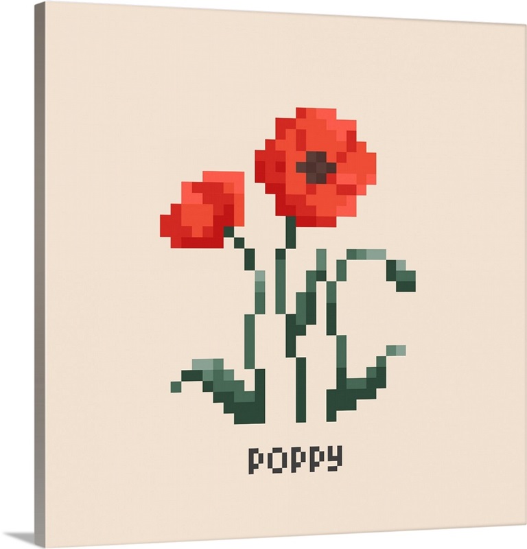 Red Poppy Pixel Art | Great Big Canvas