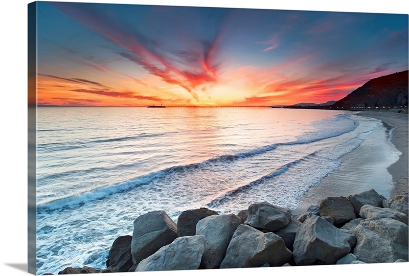 Rocks on sea at sunset. | Great Big Canvas