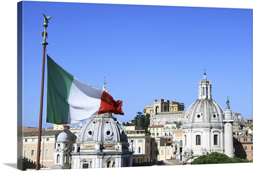 Roma Rome skyline with Italian flag. | Great Big Canvas