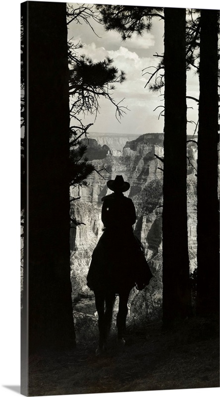 Shadow Of Cowboy Sitting In Tree Line | Great Big Canvas