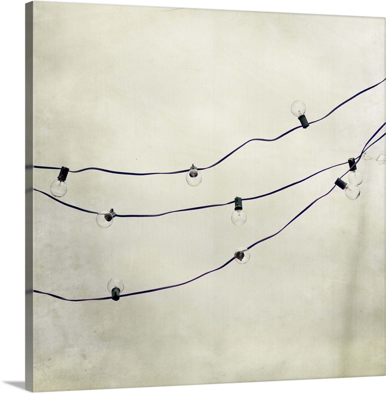 Strung up light bulb lights on wires. | Great Big Canvas