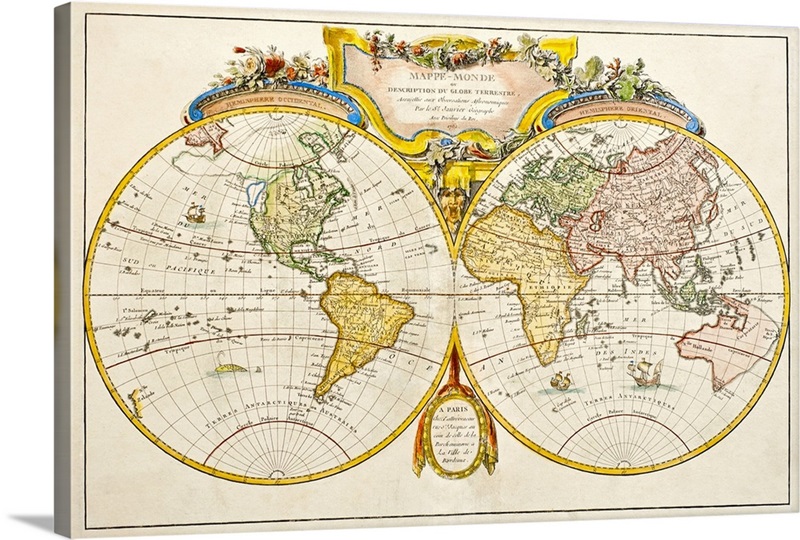 Studio shot of antique world map | Great Big Canvas