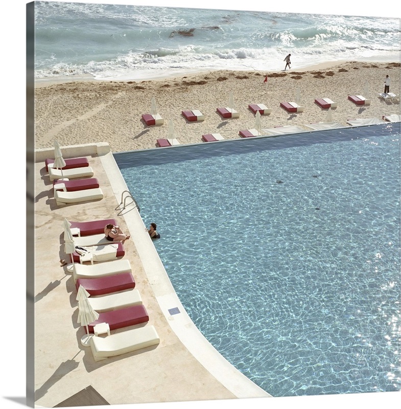 Swimming pool with beach at Cancun, Mexico | Great Big Canvas