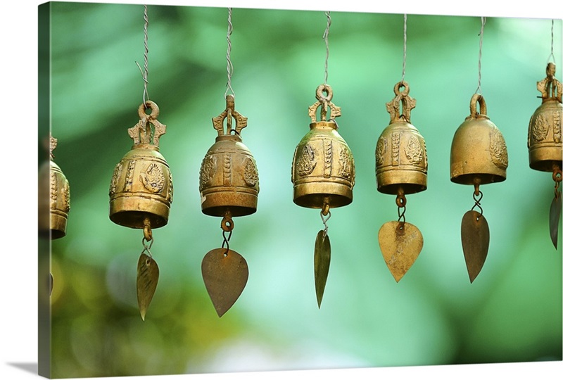 Temple bell with blurred background, Phuket. | Great Big Canvas