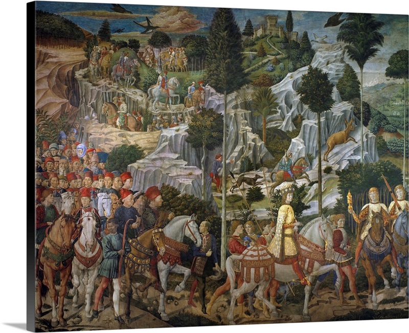 The journey of the Magi, detail of the landscape - by Benozzo Gozzoli ...