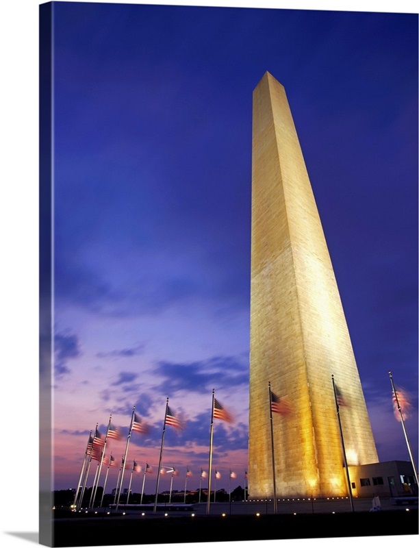 USA, Washington DC, Washington Monument at dusk, low angle view | Great ...