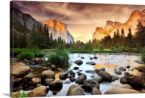 Valley at sunset, Yosemite. | Great Big Canvas