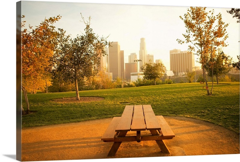 View of downtown from picnic in urban park | Great Big Canvas