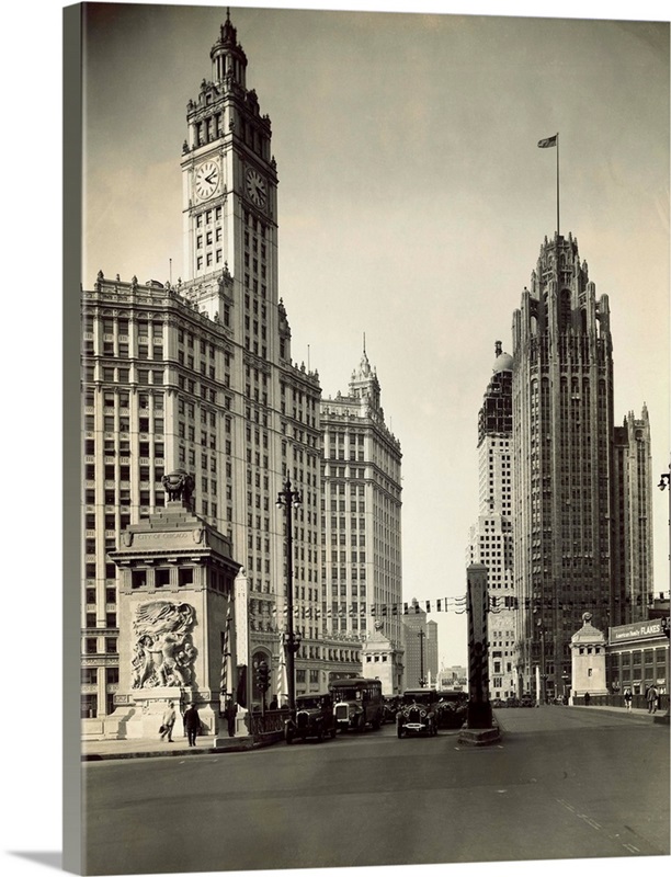 View Of Street And Buildings In Chicago | Great Big Canvas