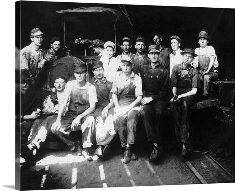 Vintage image of auto mechanics posing together | Great Big Canvas