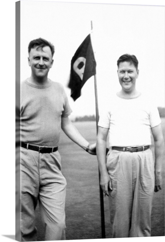 Vintage portrait of men with flag | Great Big Canvas
