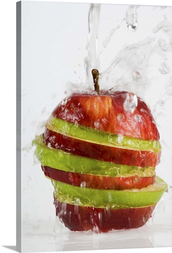 Water pouring on apple | Great Big Canvas