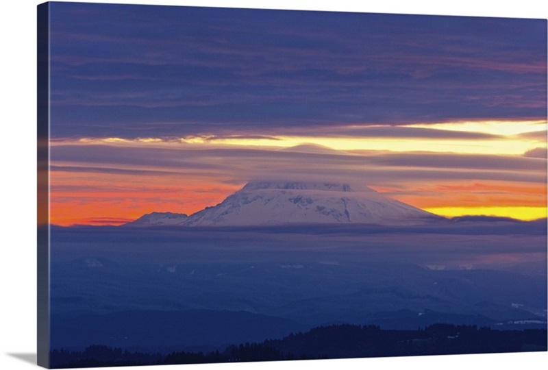 winter sunrise over mount hood | Great Big Canvas