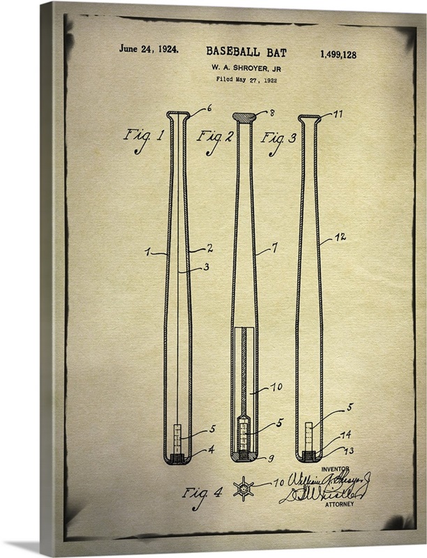 Baseball Bat Patent Buff | Great Big Canvas