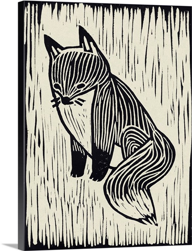 Fox Linocut Wall Art, Canvas Prints, Framed Prints, Wall Peels | Great ...
