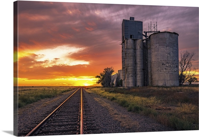 Sunset Over Kit Carson Grain Elevator | Great Big Canvas