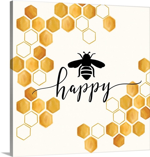 Bee Happy Wall Art, Canvas Prints, Framed Prints, Wall Peels | Great ...