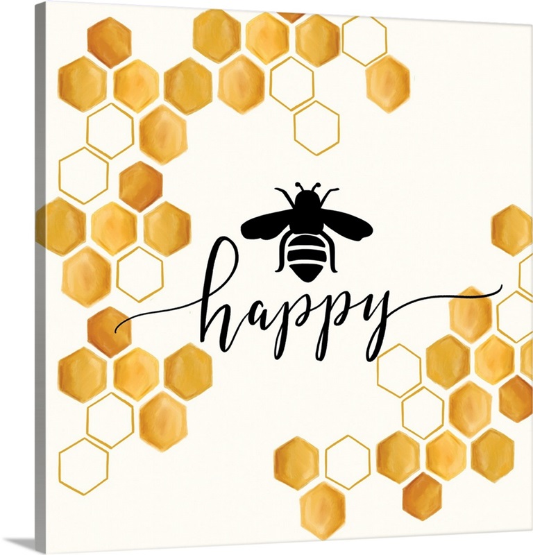 Bee Happy Wall Art, Canvas Prints, Framed Prints, Wall Peels | Great ...