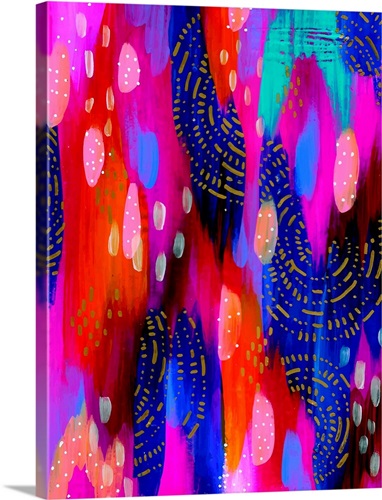 Bright Brush Strokes Blue And Gold | Great Big Canvas