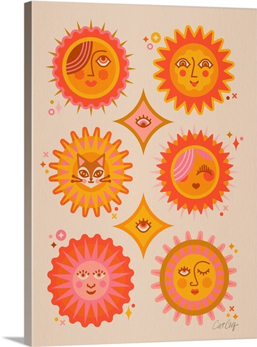 Retro Sunshine Faces Wall Art, Canvas Prints, Framed Prints, Wall Peels ...