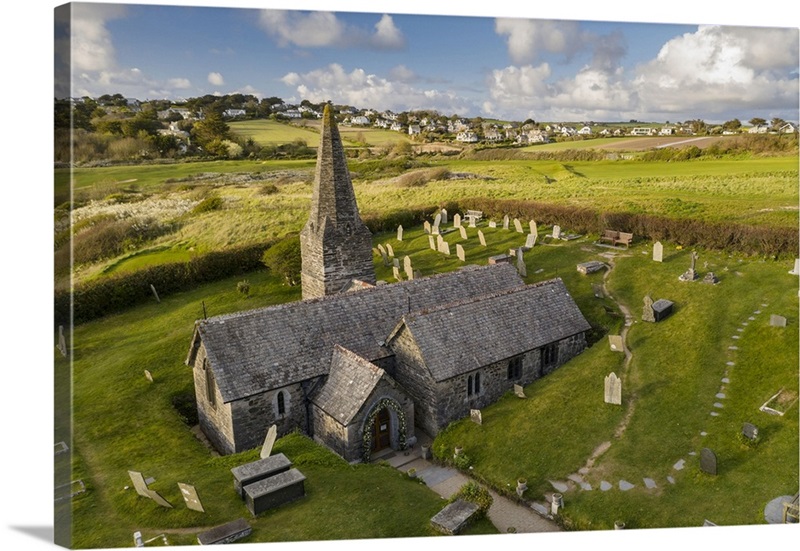 Aerial View Of St Enodoc Church In The Village Of Trebetherick ...