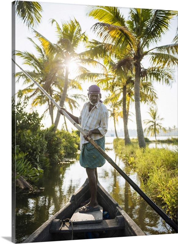 Anthony The Boatman Guiding The Vessel Through Keralan Backwaters ...
