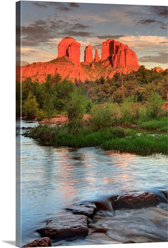 Arizona, Sedona, Cathedral Rock glowing at sunset | Great Big Canvas
