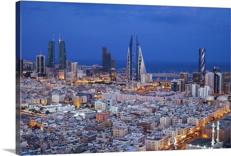 Bahrain, Manama, View of city skyline | Great Big Canvas
