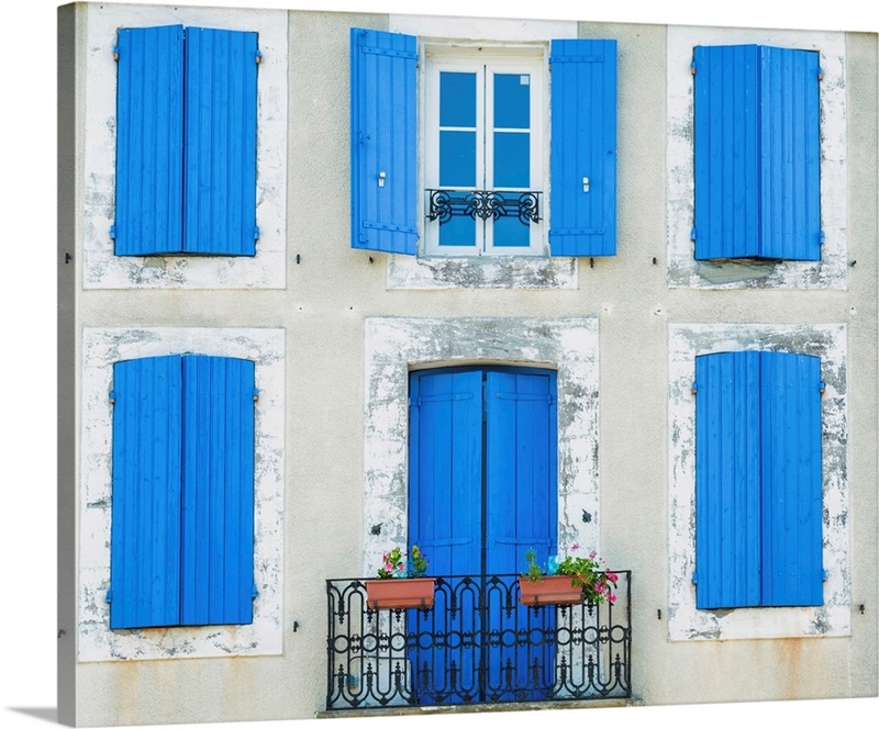 Blue Window Shutters And Door, Languedoc, France | Great Big Canvas