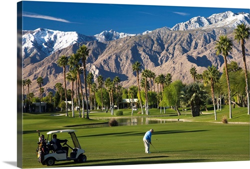 California, Palm Springs, Desert Princess Golf Course and Mountains ...