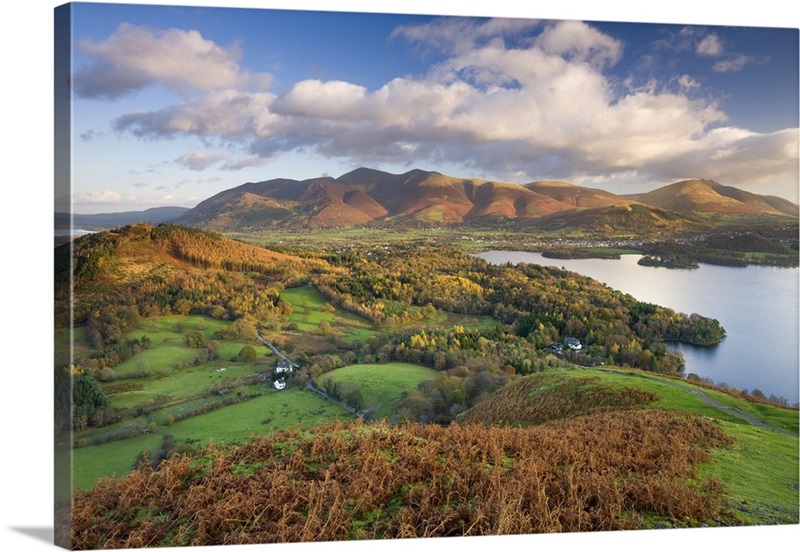 Elevated View Of Derwent Water, Keswick And Skiddaw From Cat Bells ...