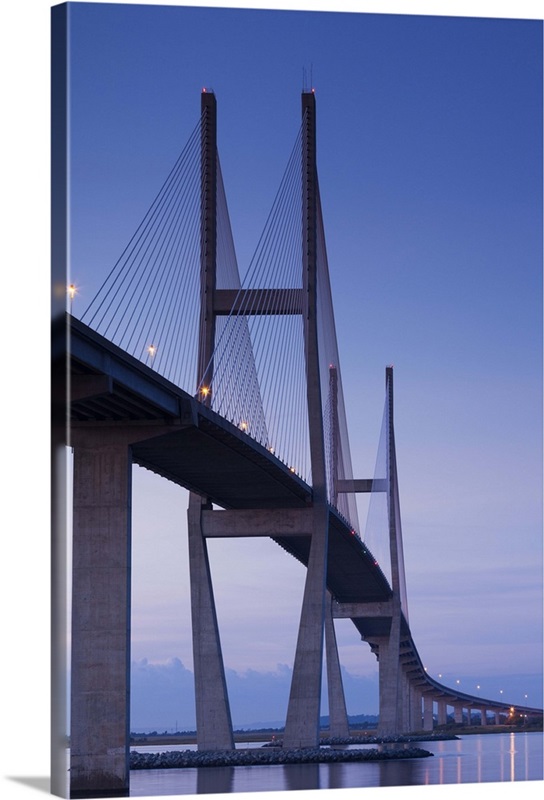 Georgia, Brunswick, Sidney Lanier Bridge, across the Brunswick River ...