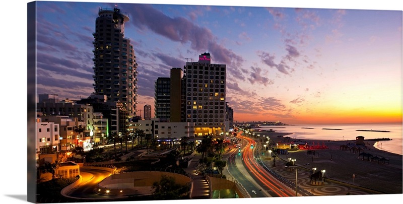 Israel, Tel Aviv, elevated dusk view of the city beachfront | Great Big ...