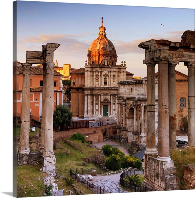 Italy, Rome, Colosseum and Roman Forum at sunset | Great Big Canvas