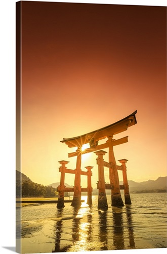 Japan, Hiroshima, Miyajima Island, the Red Torii Gate of Itsukushima ...