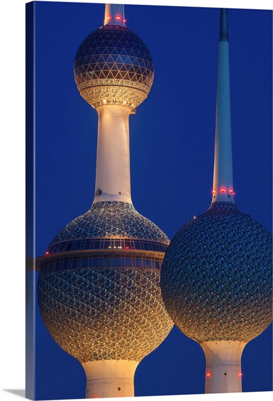 Kuwait, Kuwait City, Sharq, Kuwait Towers on Arabian Gulf Street ...