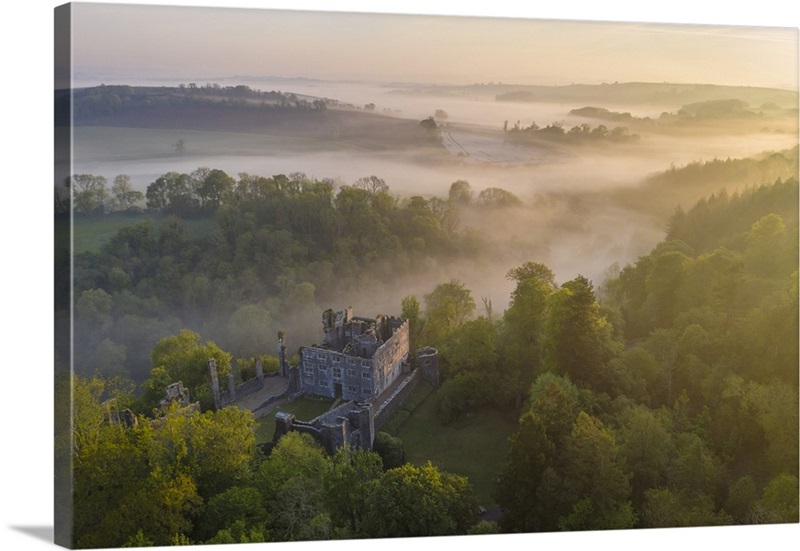 Misty Sunrise Above Berry Pomeroy Castle, Devon, England | Great Big Canvas