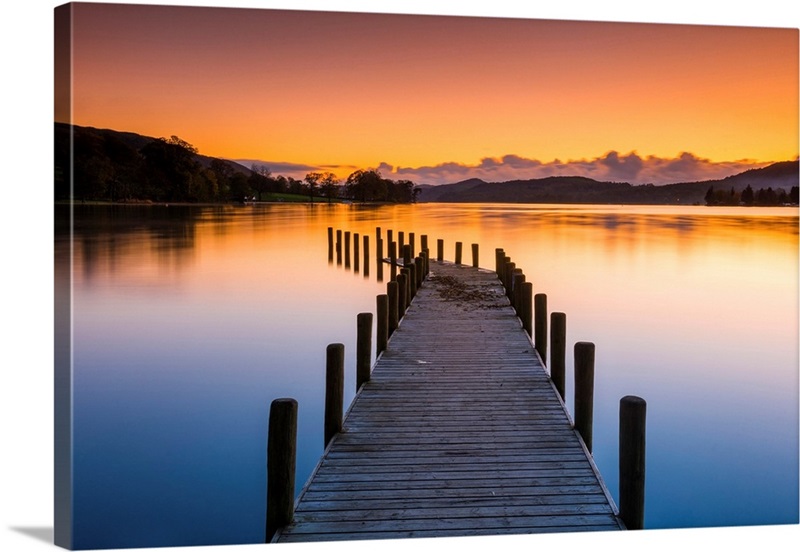 Monk Jetty At Sunset, Coniston Water, Lake District National Park ...