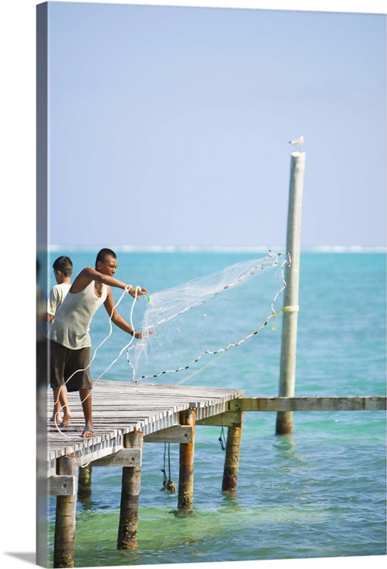 Net fishing, Caye Caulker, Belize | Great Big Canvas