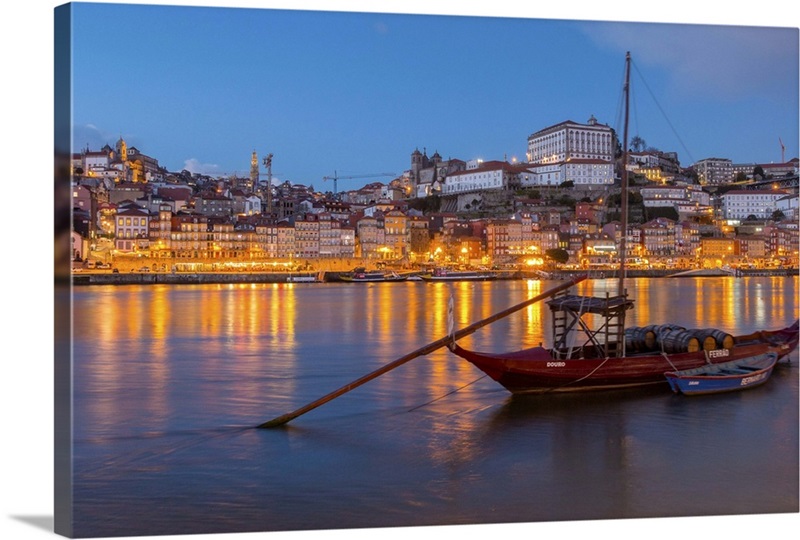 Port wine boats on Douro River. Oporto city, Porto district, Portugal ...