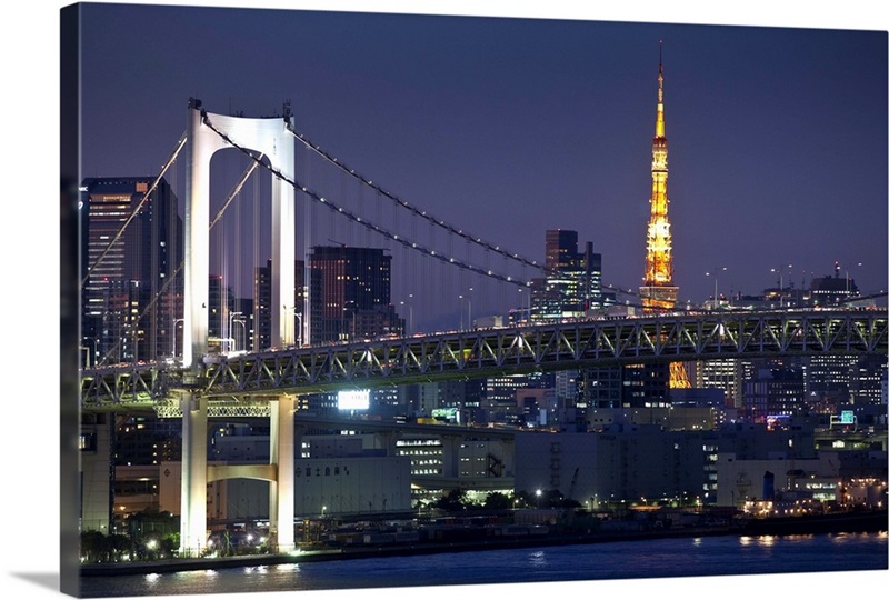 Rainbow bridge and Tokyo Bay from Odaiba, Tokyo, Japan | Great Big Canvas