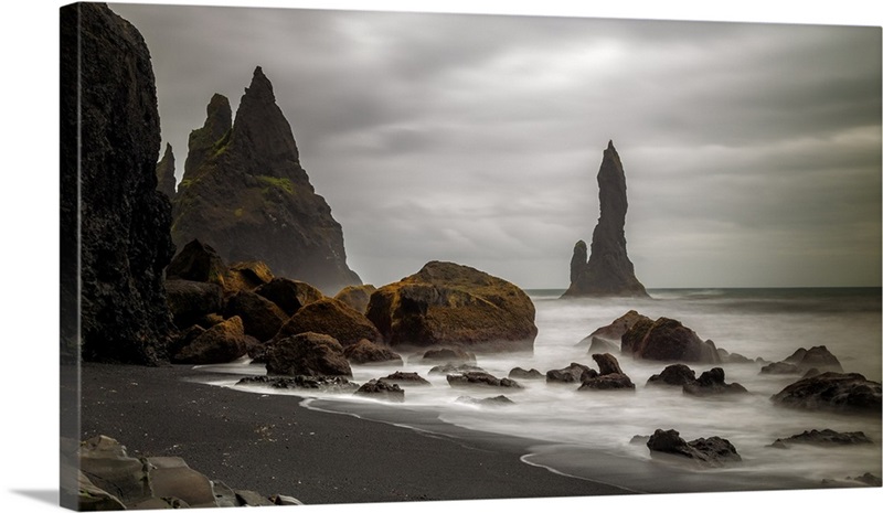 Rocks Of Black Sand Beach, Vik I Myrdal, Iceland | Great Big Canvas