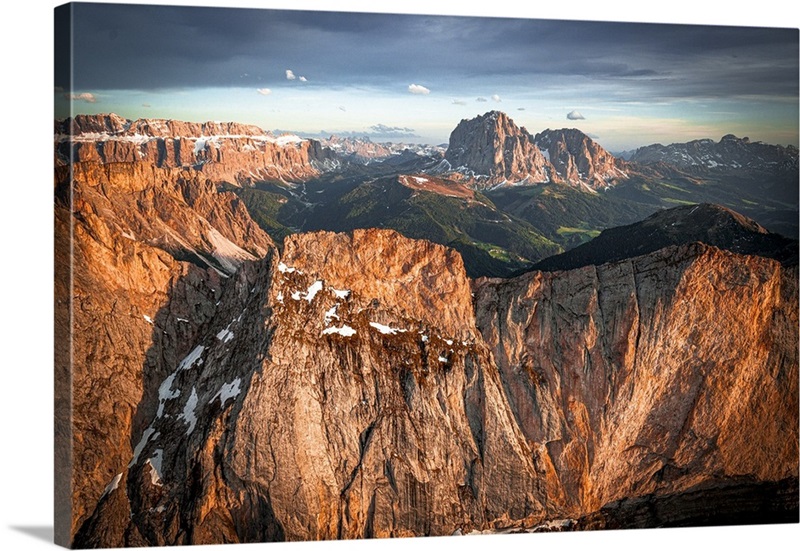 Sassopiatto, Sella, Gardena Valley And Seceda At Sunset, Dolomites ...