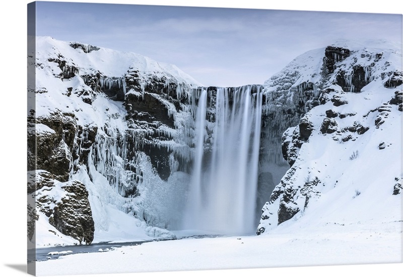Skogafoss Waterfall In Winter, Skogar, Near Vik Y Myrdal, South Iceland ...