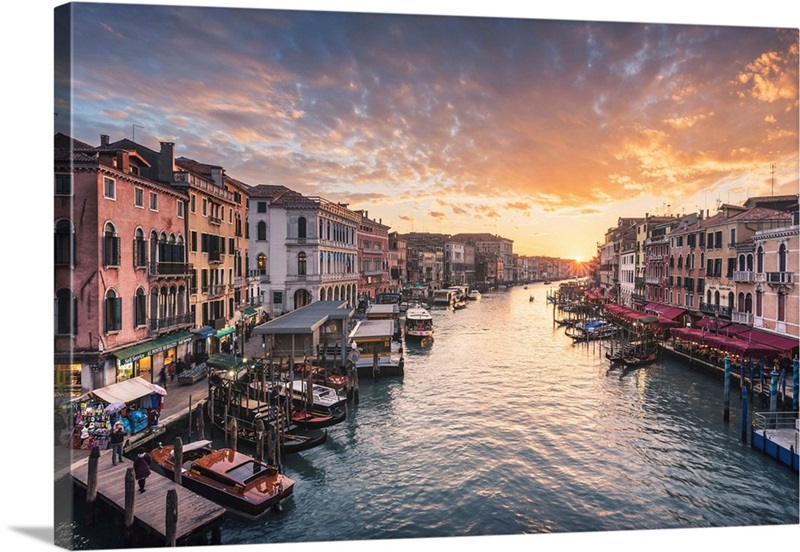 The Grand Canal At Sunset, Venice, Veneto, Italy. | Great Big Canvas