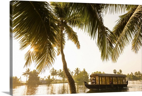 Traditional house boat, Kerala backwaters, Kerala, India | Great Big Canvas