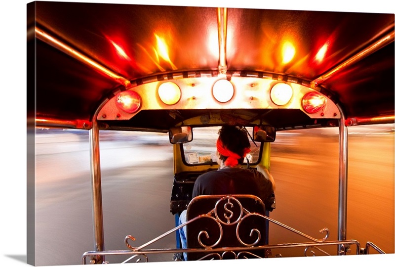 Tuk Tuk or auto rickshaw in motion at night, Bangkok, Thailand | Great ...