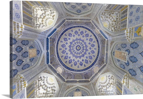 Uzbekistan, Samarkand, Bibi-Khanym Mosque, Ceiling Interior Wall Art ...