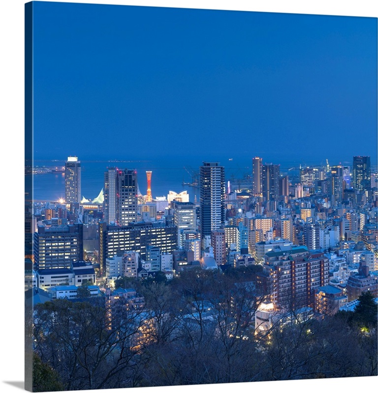 View Of Kobe Skyline At Dusk, Kobe, Kansai, Japan | Great Big Canvas