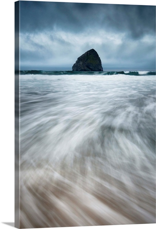 Streaking Tide Rushing In and Haystack Rock, Pacific City | Great Big ...